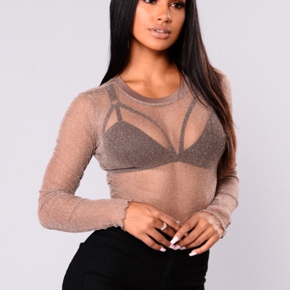 Fashion Nova | Tops | Black Glitter Seethrough Top | Poshmark